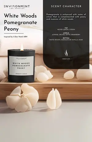 ENVIRONMENT Inspired 5-star Resort Scents Candle - White Woods|pomegranate|peony